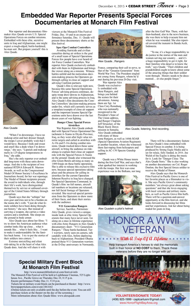 Alex Quade garners press coverage for film documentaries