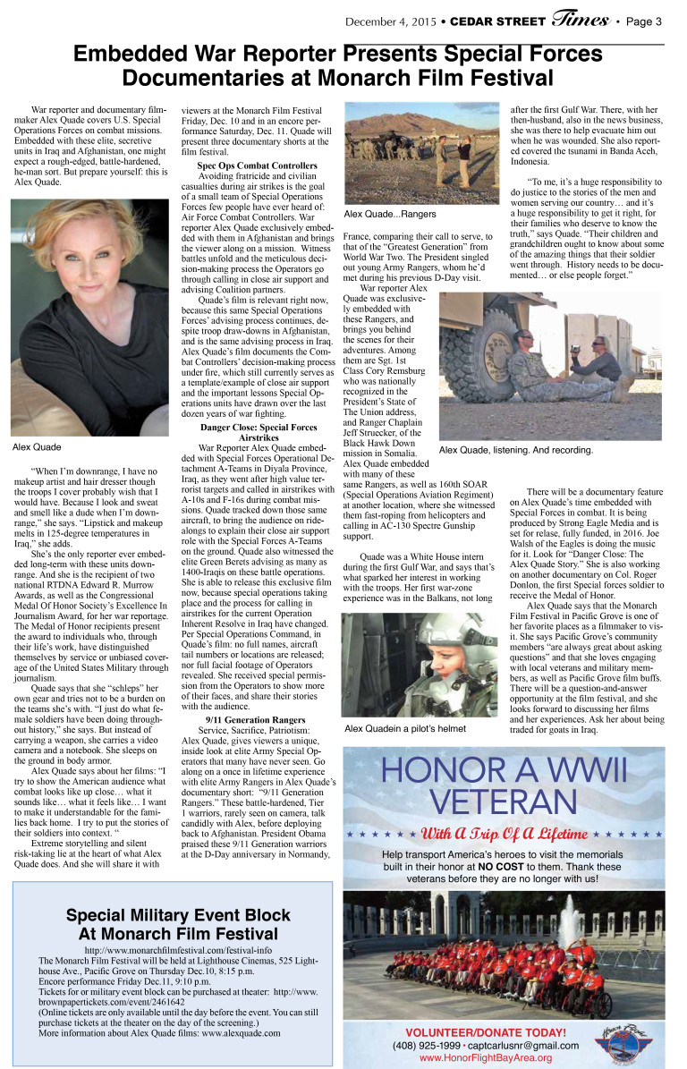 Alex Quade garners press coverage for film documentaries